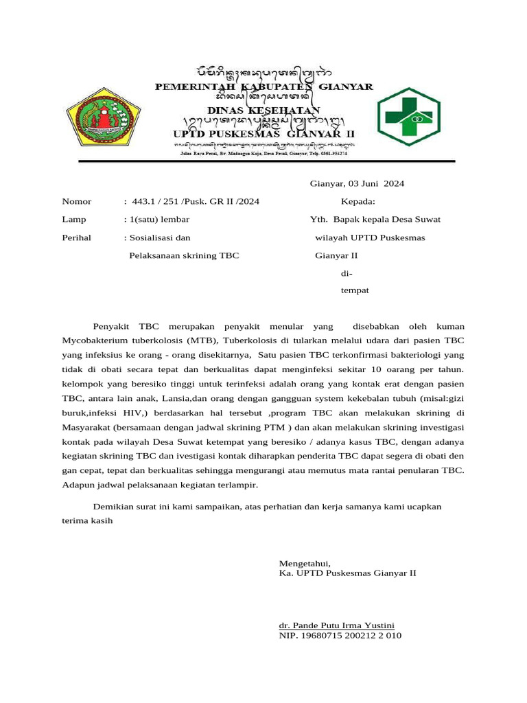 Skrining TBC di Gianyar II 2024 | PDF