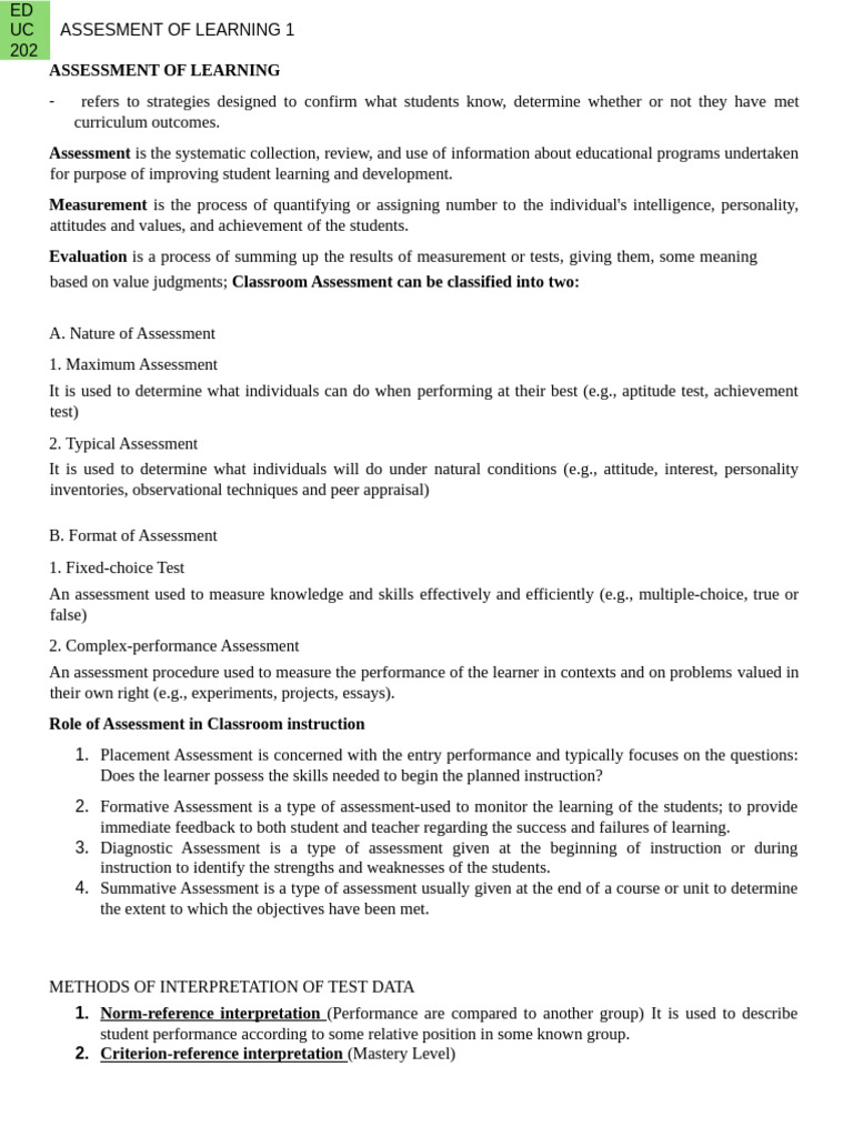 Classroom Assessment Strategies Explained | PDF | Educational ...
