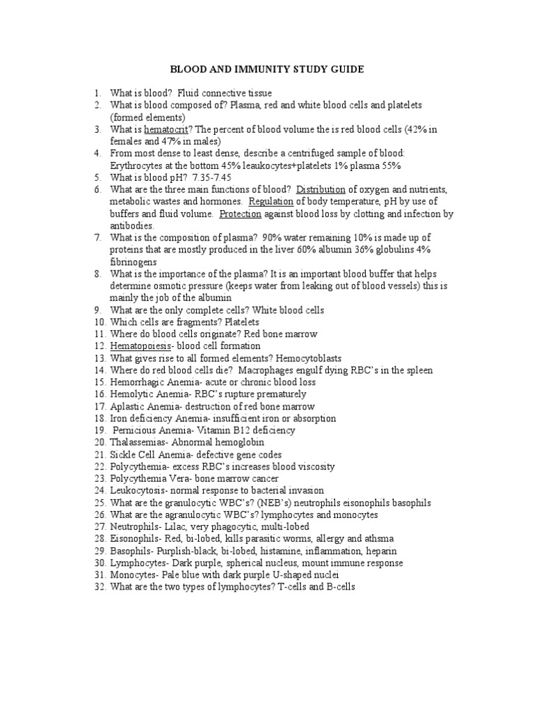 Blood and Immunity Study Guide | PDF | Antibody | Immune System