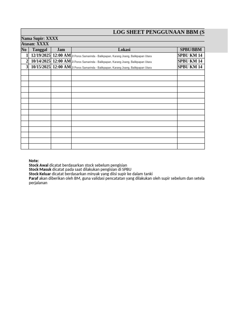 Log - Sheet - BBM | PDF