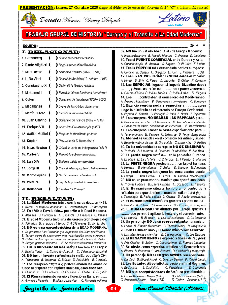 2A 2B Historia Trabajos Grupales IV Bimestre | PDF | Cristobal colon ...