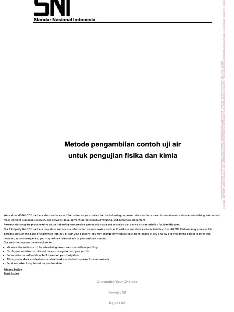 PDF Sni Sni 8995 2021metode Pengambilan Air Publish Compress | PDF