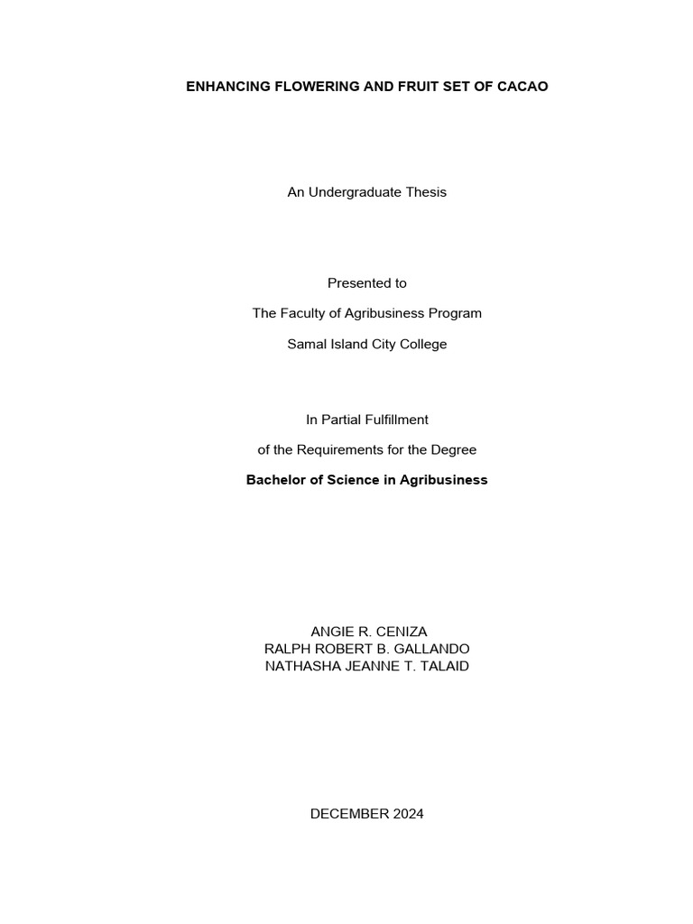 Enhancing Cacao Flowering & Fruit Set | PDF | Plant Nutrition | Fertilizer