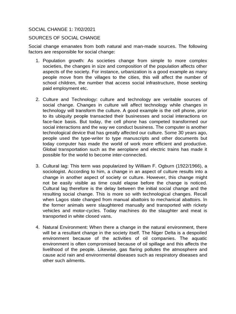 Sources of Social Change | PDF