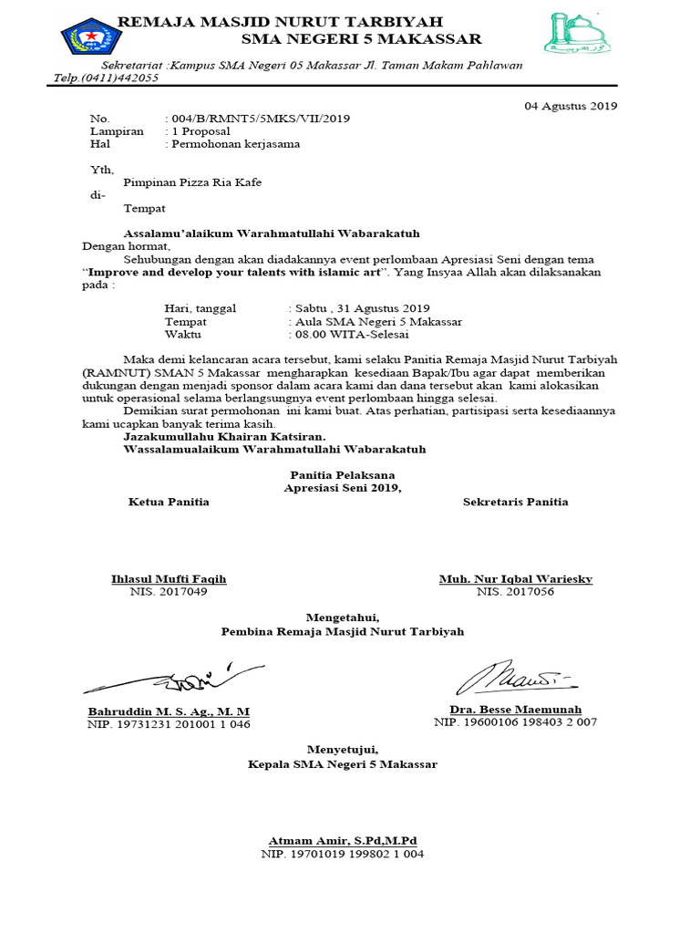 004 B Surat Pengantar Proposal | PDF