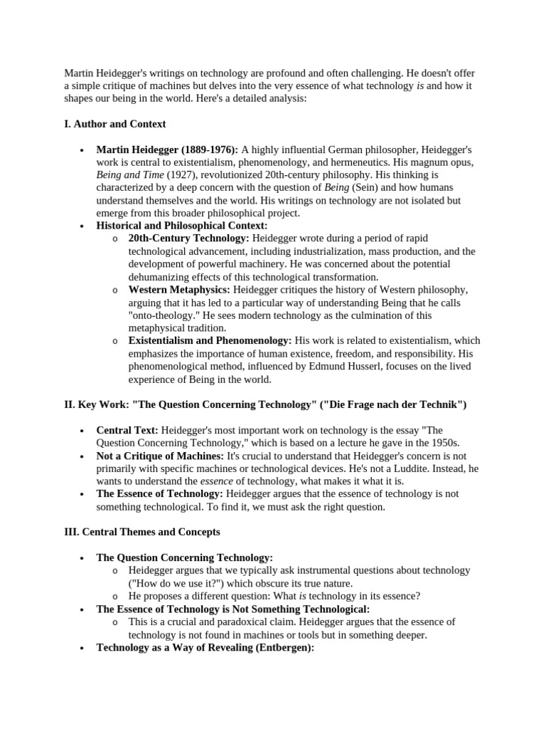 Martin Heidegger Technology | PDF | Martin Heidegger | Contemporary ...