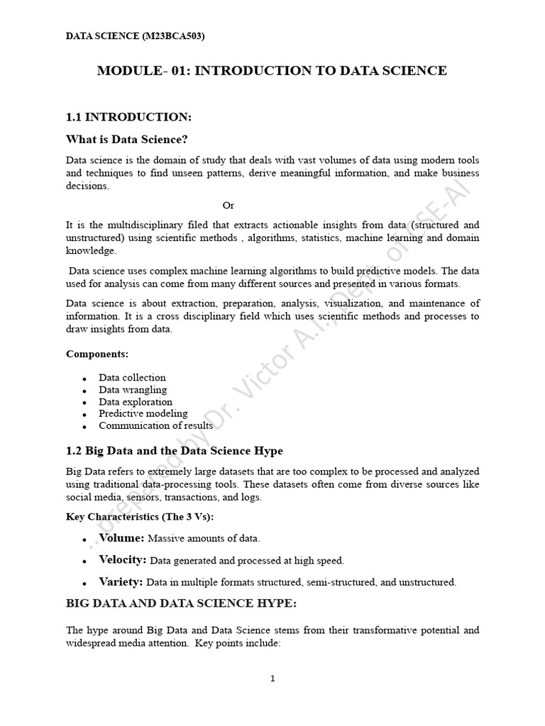 MODULE 1-Introduction to Data Science | PDF | Statistics | Data Science