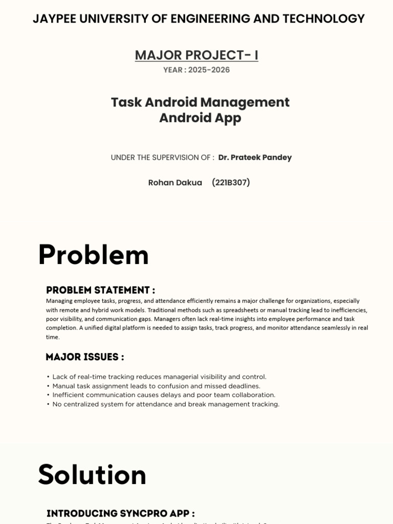 Major Project PPT Syncpro | PDF | Mobile App | Computing