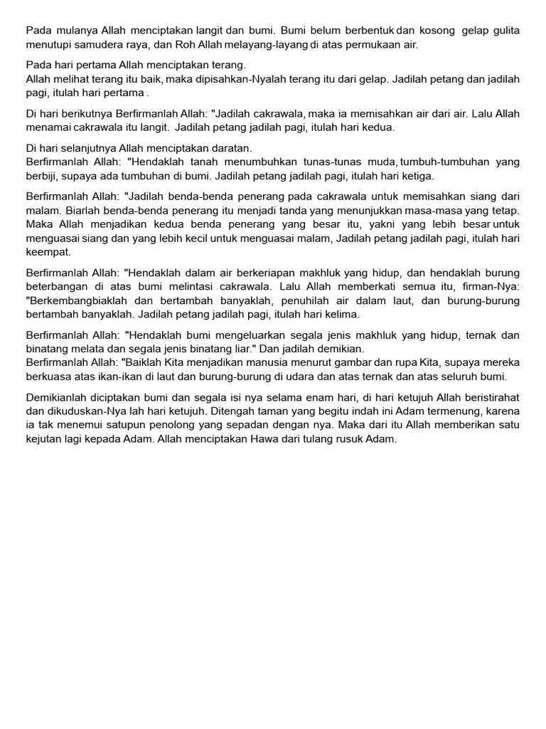 Penciptaan Alam dan Manusia dalam Alkitab | PDF