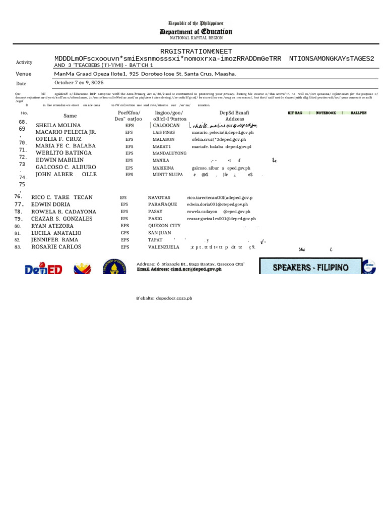 Registration Sheet - Template (1) | PDF