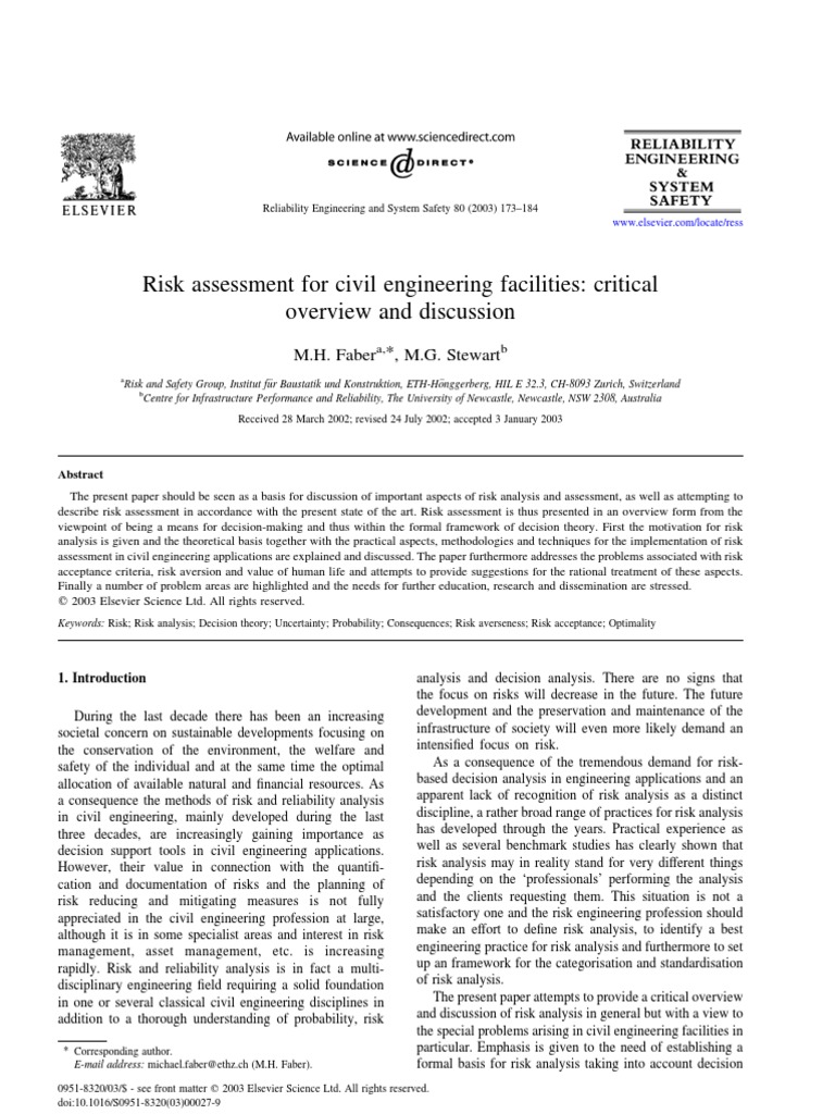 Risk Assessment Faber | PDF | Risk | Reliability Engineering