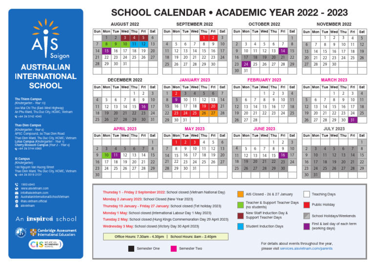 AIS School Calendar 2022-2023 | PDF | Observances