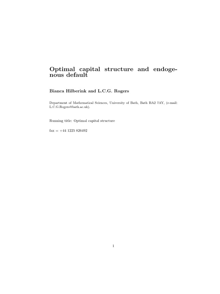 Optimal Capital Structure, Endogenous Bankruptcy, and The Term ...