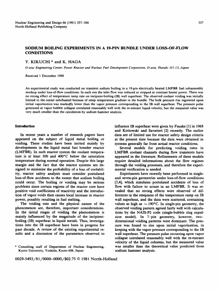 Sodium Boiling Experiments in A 19-Pin Bundle Under Loss-Of-flow | PDF ...