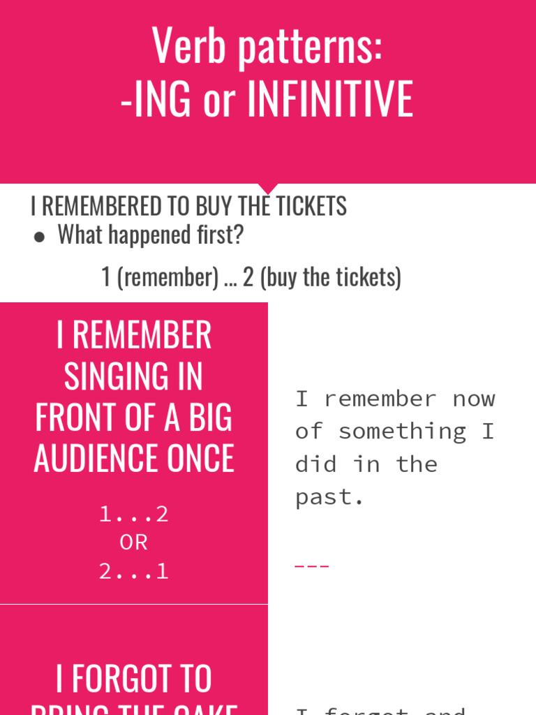 Verb patterns_ -ING or INFINITIVE-diff meanings | PDF