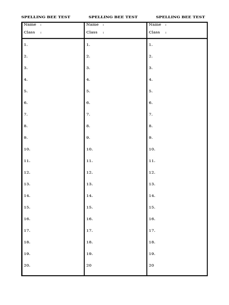 Spelling Bee Testspelling Bee Testspelling Bee Test | PDF
