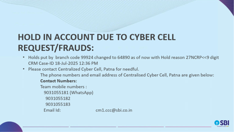 Cyber Cell Hold Request Details | PDF