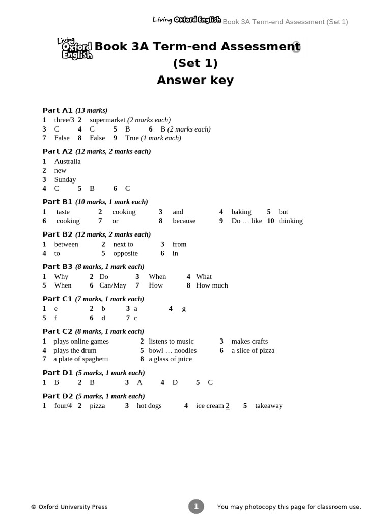 Book 3A Term-end Assessment Answers | PDF | Vocabulary | Linguistics