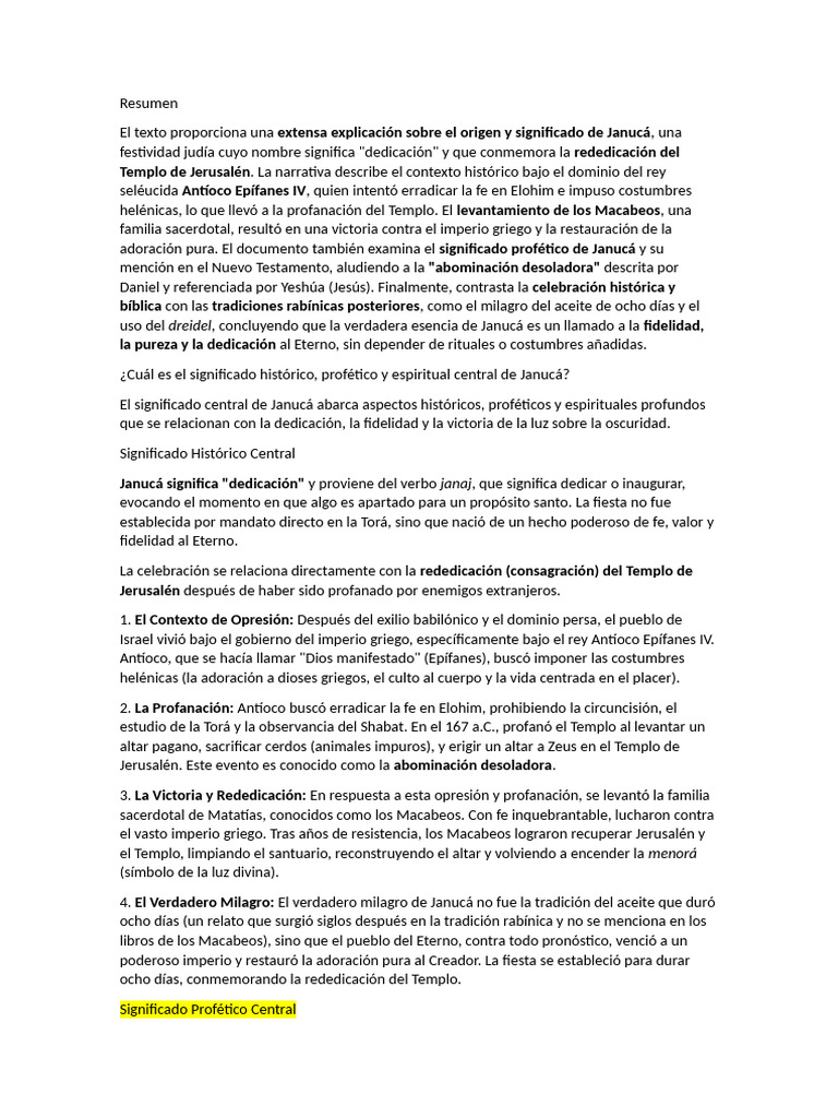 Resumen Hanuka | PDF | Janucá | Macabeos