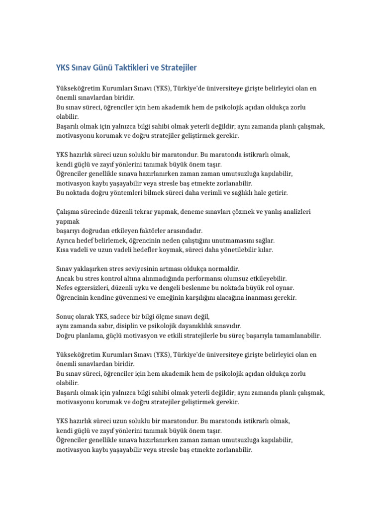 YKS Sinav Taktikleri | PDF