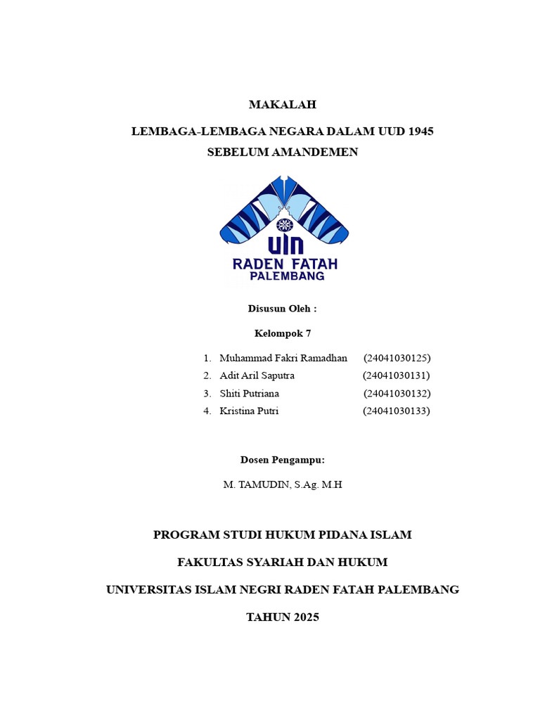Lembaga-lembaga Negara Dalam Uud 1945 Sebelum Amandemen | PDF