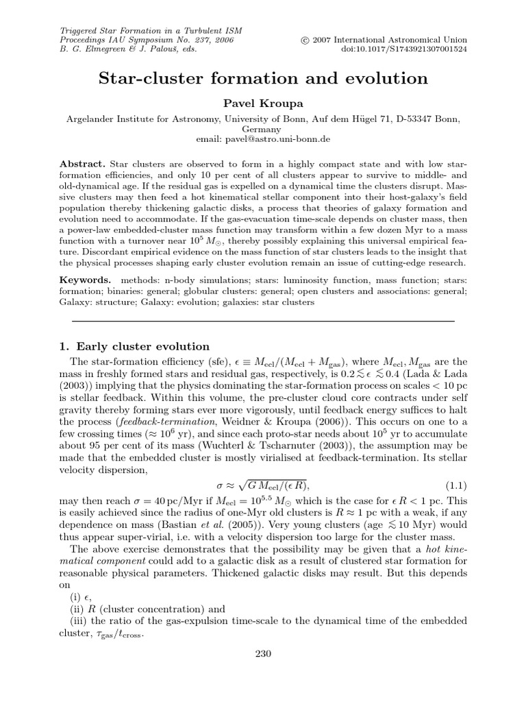 Star Cluster Formation and Evolution Insights | PDF | Stars | Galaxy