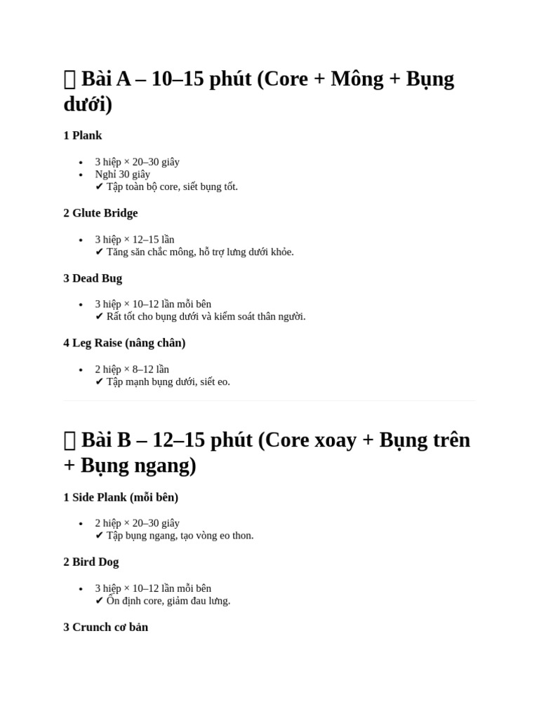 Basic Core Training Plan | PDF