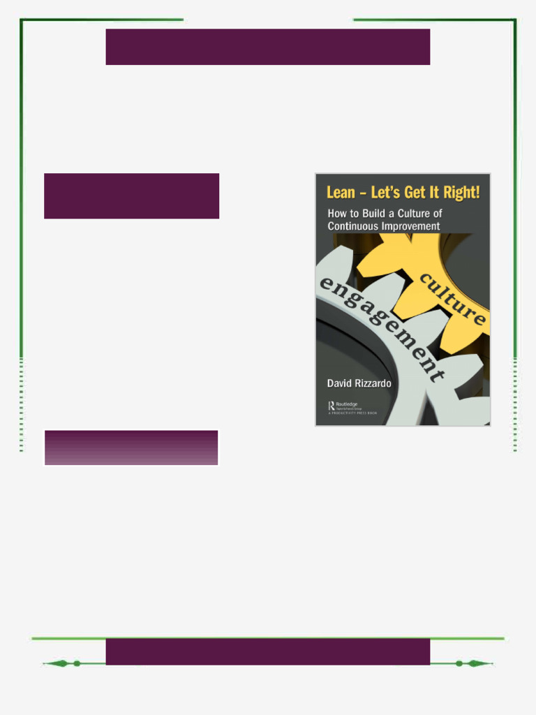 Lean Let S Get It Right How To Build A Culture of Continuous ...