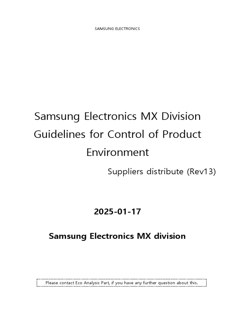 Samsung MX Division Product Environment Guidelines | PDF | Epoxy | Resin