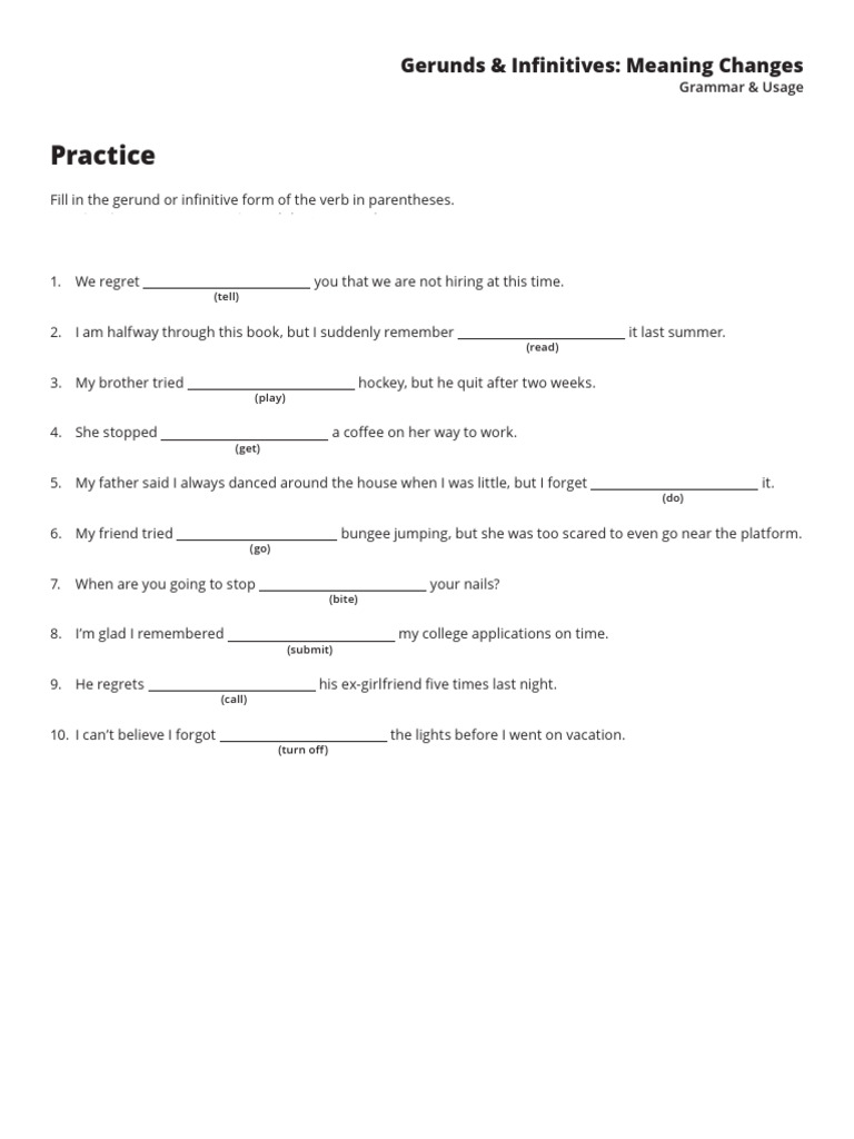Gerunds vs Infinitives: Usage Guide | PDF