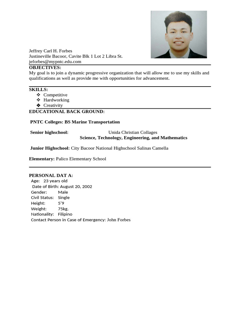 Forbes - Jeffrey Carl - H. MT PB 11 A4 Ict 107 l2 | PDF