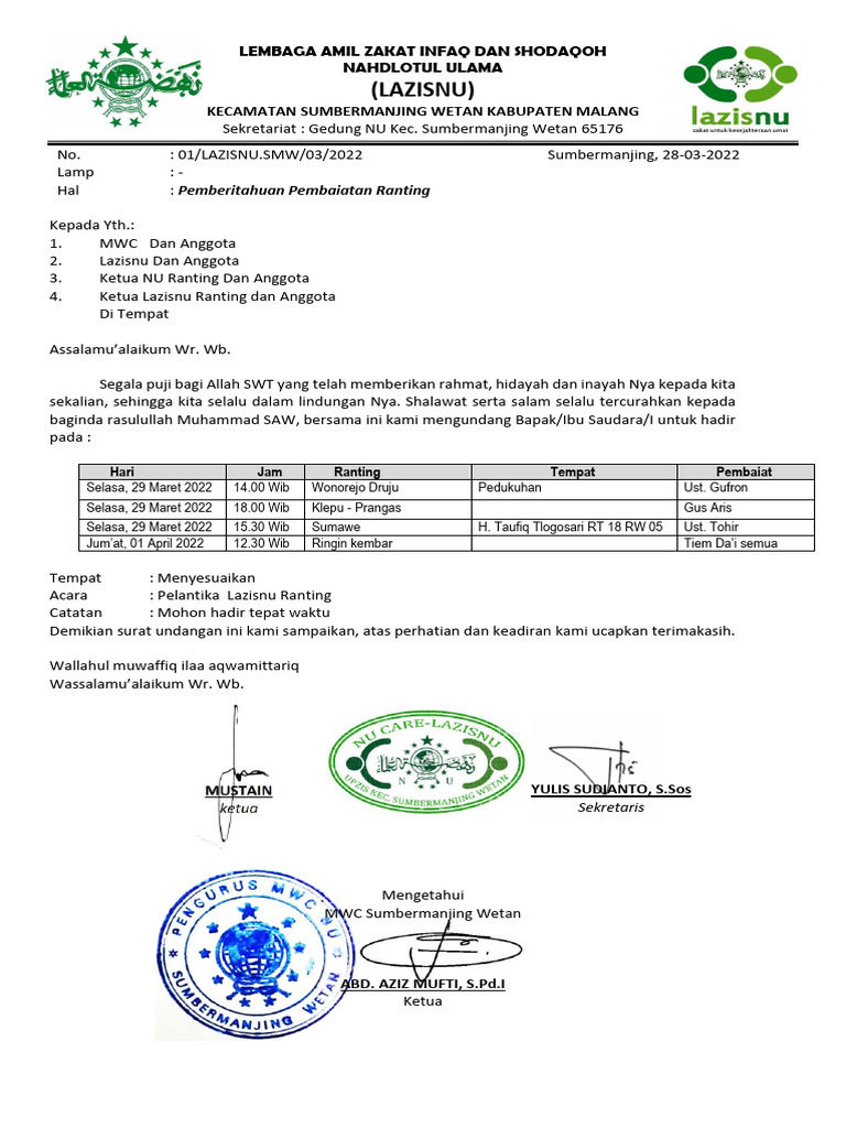 UNDANGAN,REVISI PELANTIKAN | PDF