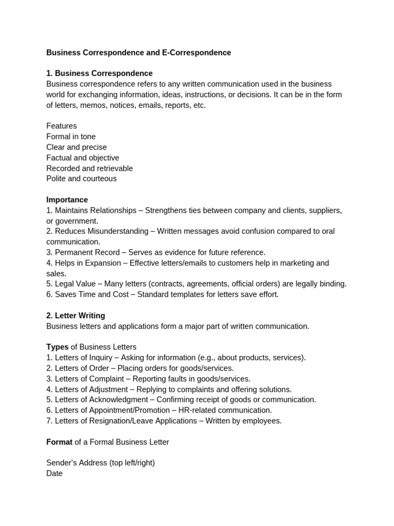 Business Correspondence Essentials Guide | PDF | Memorandum | Communication