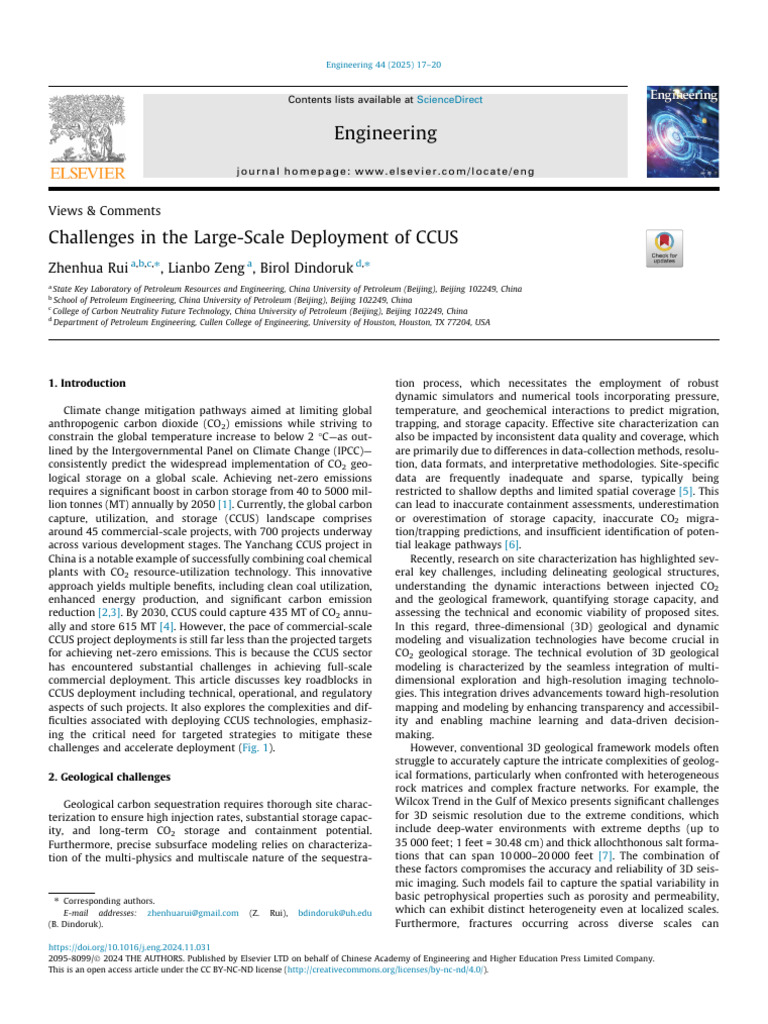 Challenges in The Large Scale Deployment of CCUS 2025 Engineering | PDF ...