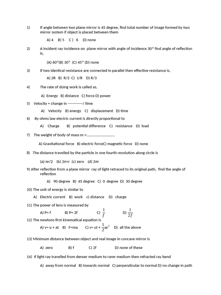10 PHY 111 - Copy - With - Key | PDF | Force | Electric Current