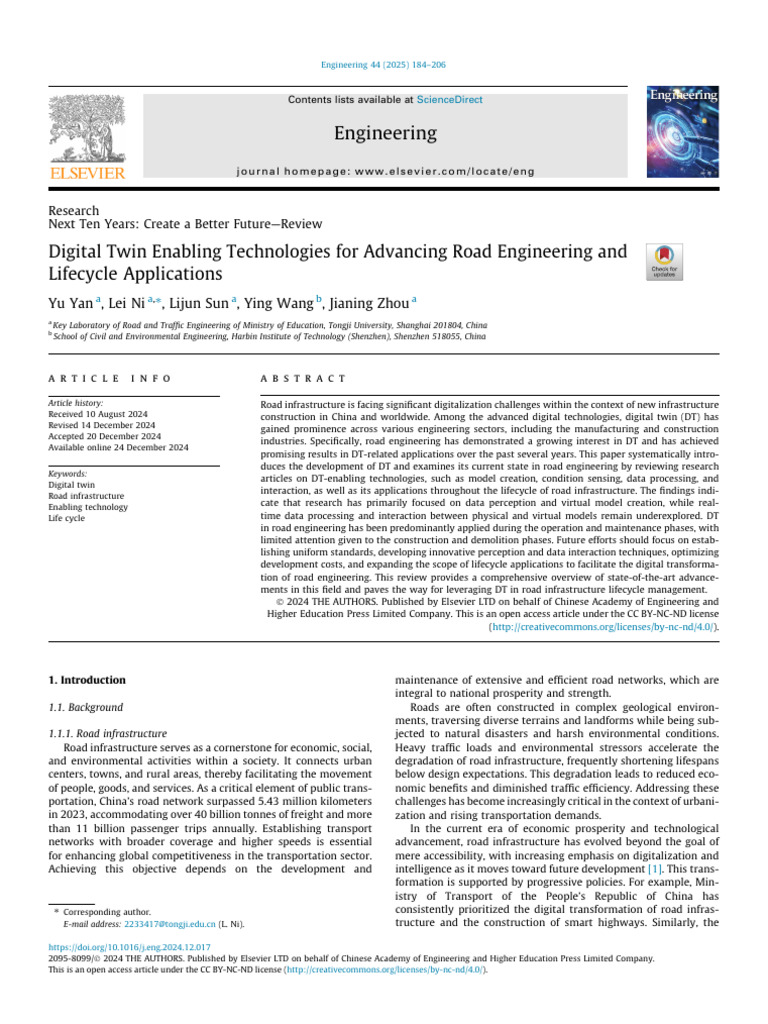 Digital Twin Technologies in Road Engineering | PDF | Road | Building ...