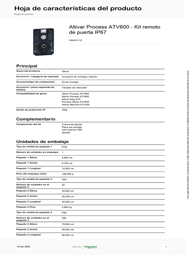 Kit remoto IP67 para variadores Altivar | PDF | Economía y medio ambiente