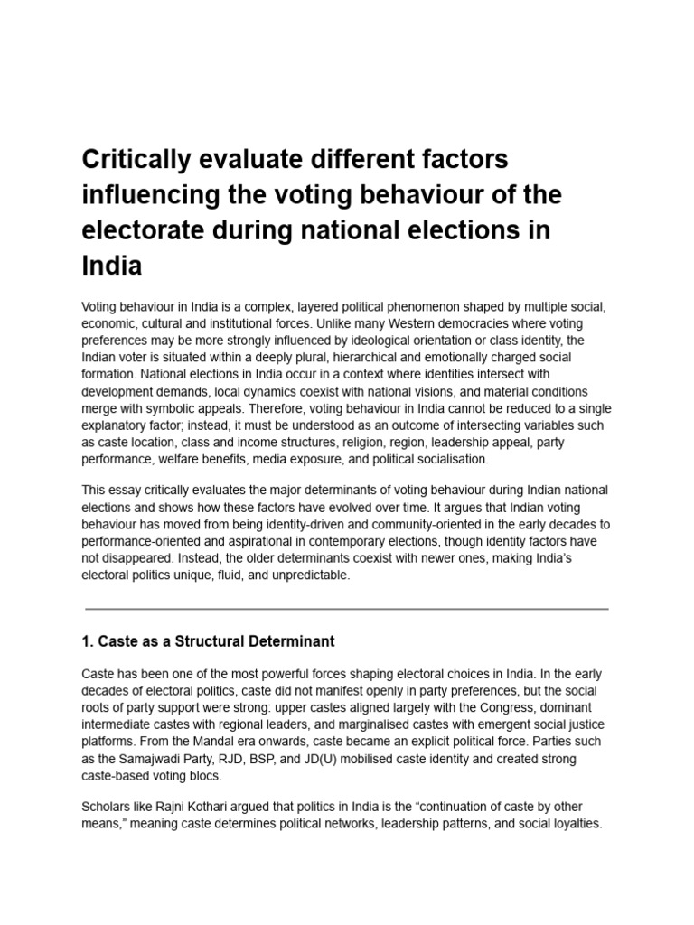 Voting Behaviour | PDF | Elections | Voting