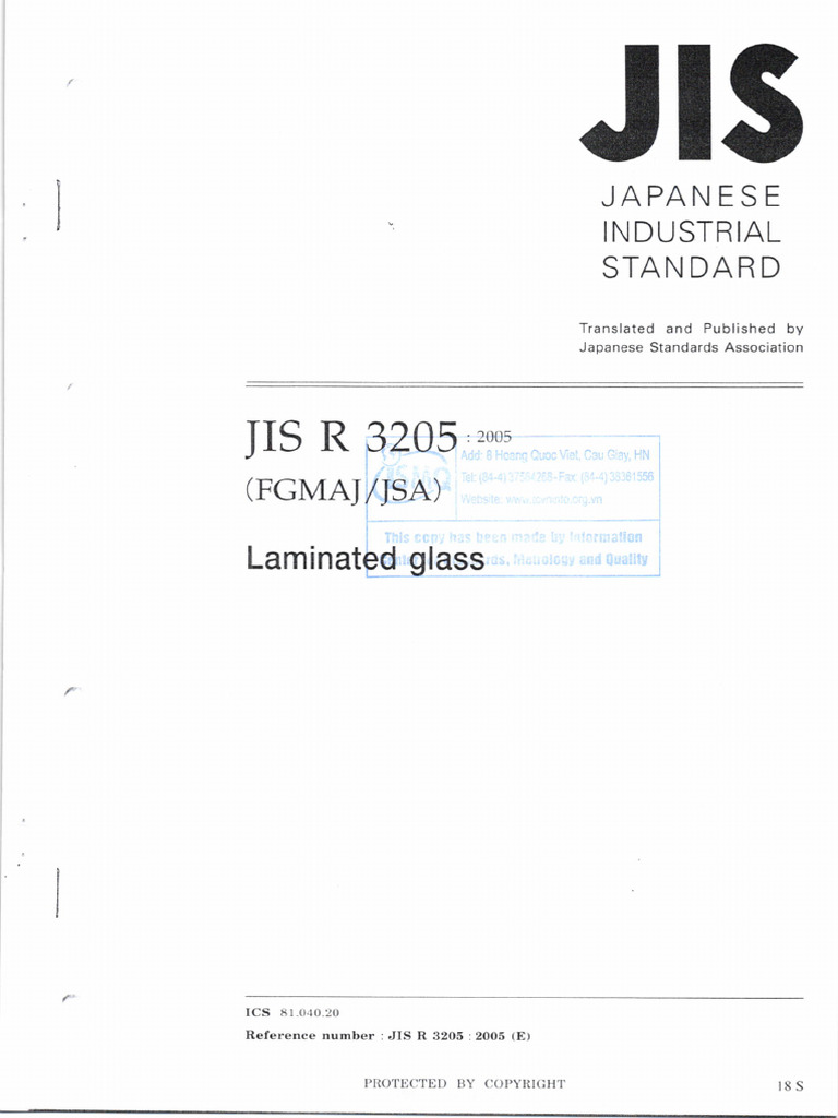 JIS R 3205 - 2005 Laminated Glass | PDF