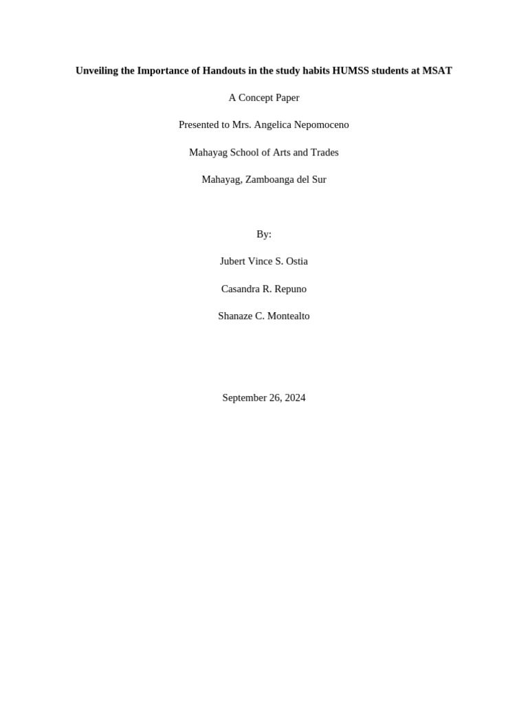 Concept Paper For Eng A by Ostiarepunoand Montealto | PDF | Methodology ...