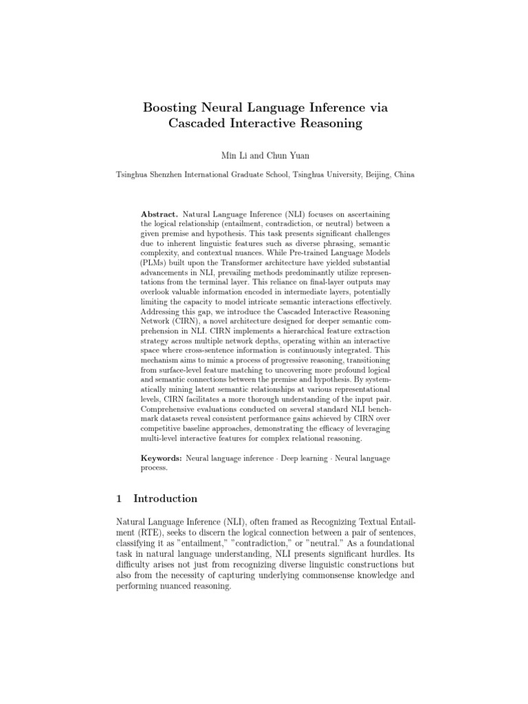 Boosting Neural Language Inference via Cascaded Interactive Reasoning | PDF