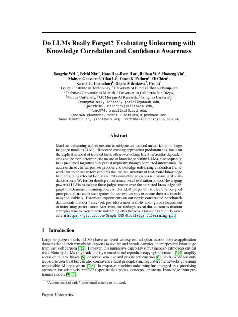 Do LLMs Really Forget - Evaluating Unlearning With Knowledge Correlation and Confidence ...
