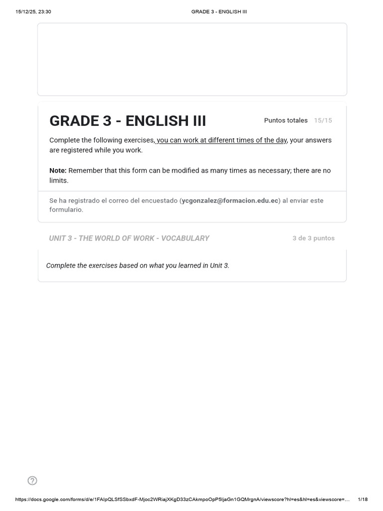 Grade 3 English III: Work Vocabulary | PDF | Linguistic Typology ...