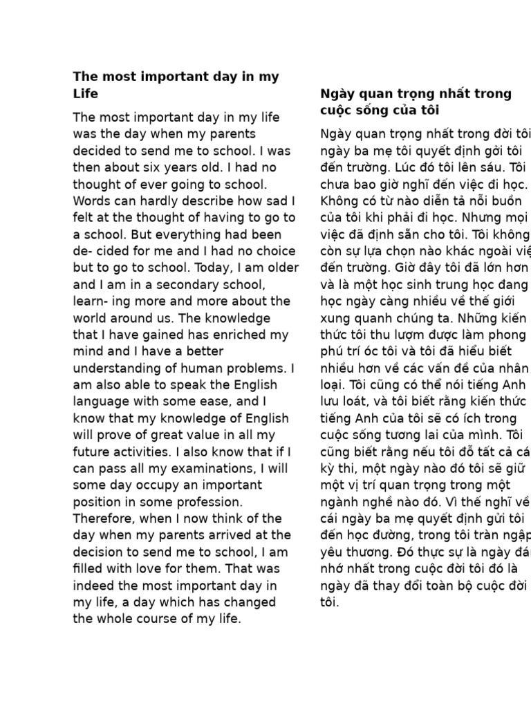 The Most Important Day in My Life | PDF