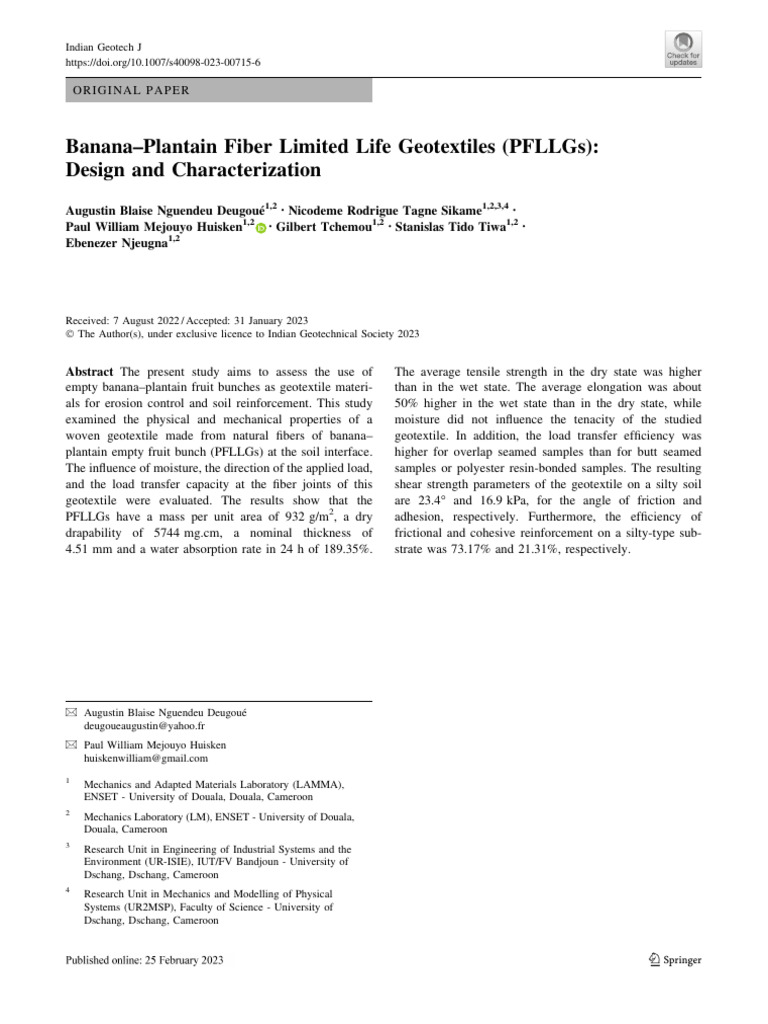 Banana-Plantain fiber | PDF | Banana | Geotechnical Engineering