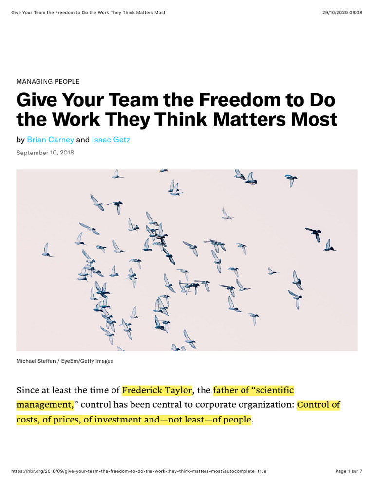 Give Your Team the Freedom to Do the Work They Think Matters Most | PDF ...
