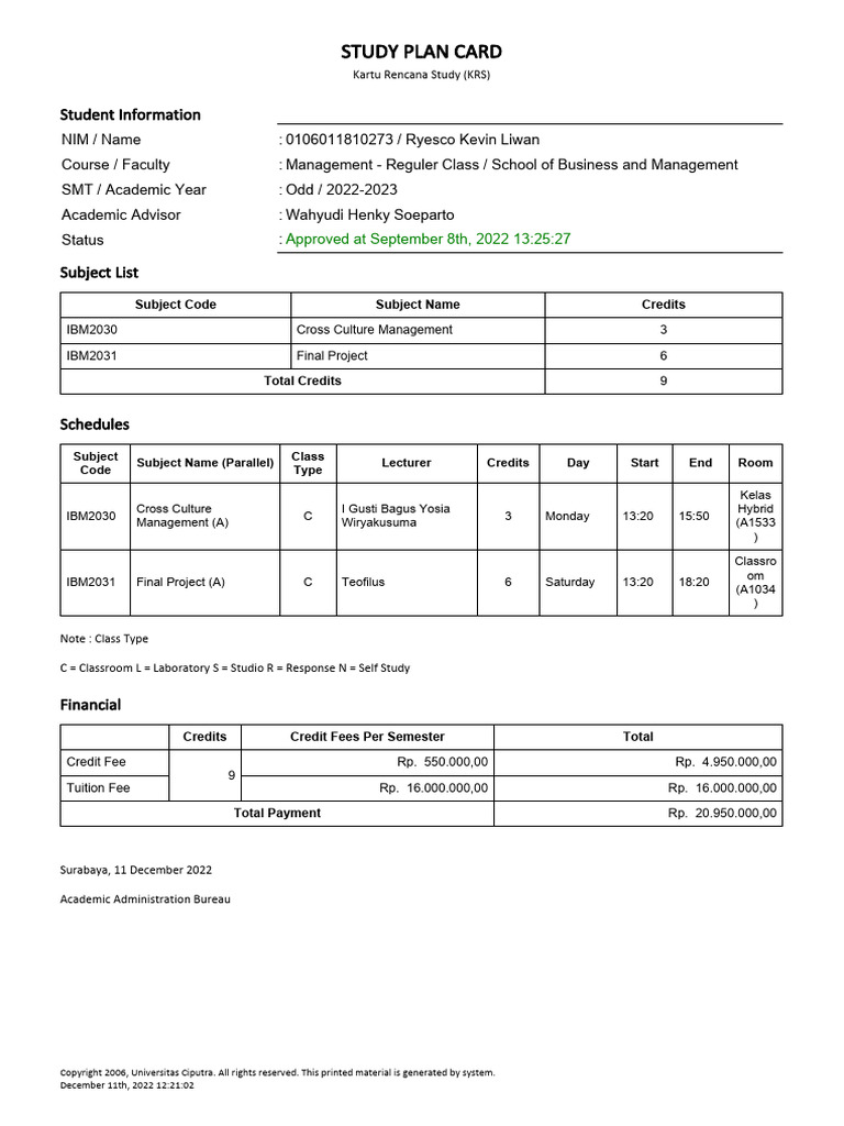 Study Plan Card for Management Course | PDF | Payments | Money