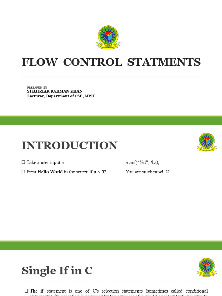CSE - 109_Lec 6-8 ( Flow Control Statement) | PDF | Software Engineering | Computer Programming