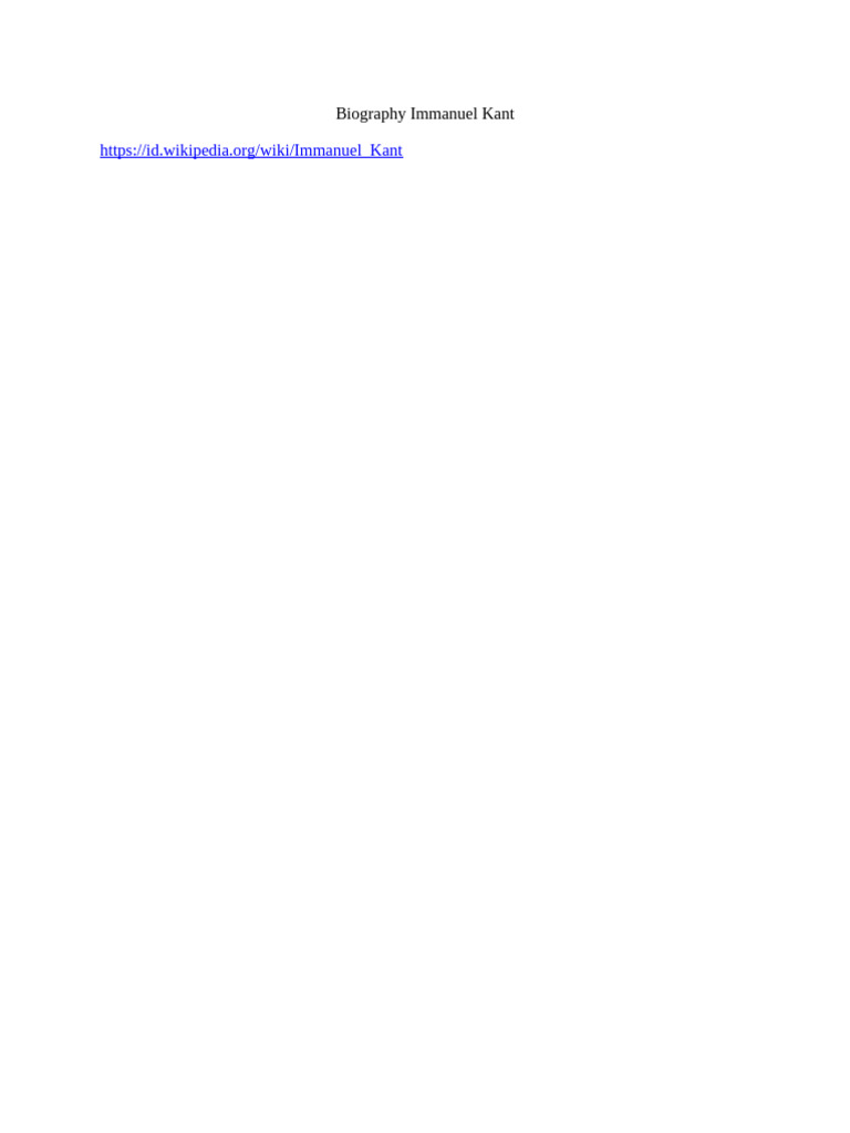 Biography Immanuel Kant | PDF