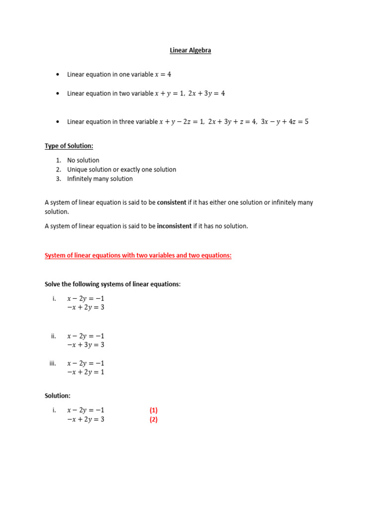 1 | PDF | Equations | System Of Linear Equations